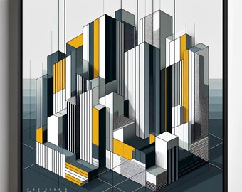 Urban Identity #27: Framed Modern City Abstract Art Canvas - Etsy