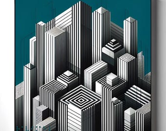 Urban Identity #27: Framed Modern City Abstract Art Canvas - Etsy