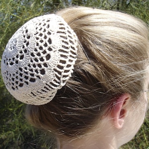 Hair Net / Bun Cover Sz Large Crocheted Flower Style Amish Mennonite ...