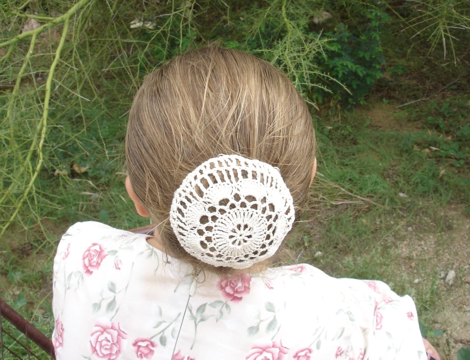 Crocheted Natural Hair Net / Bun Cover Flower Style Amish Mennonite - Etsy