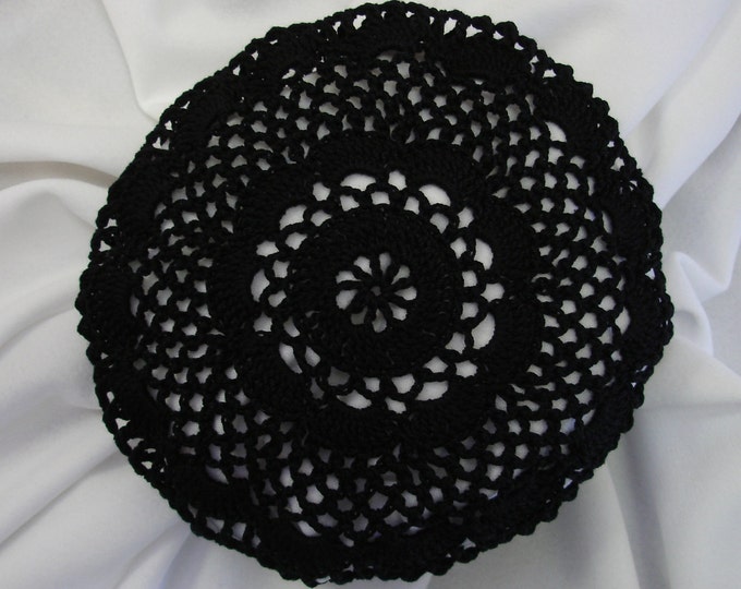 Black Hair Net / Bun Cover Sz Large Crocheted Flower Style - Etsy