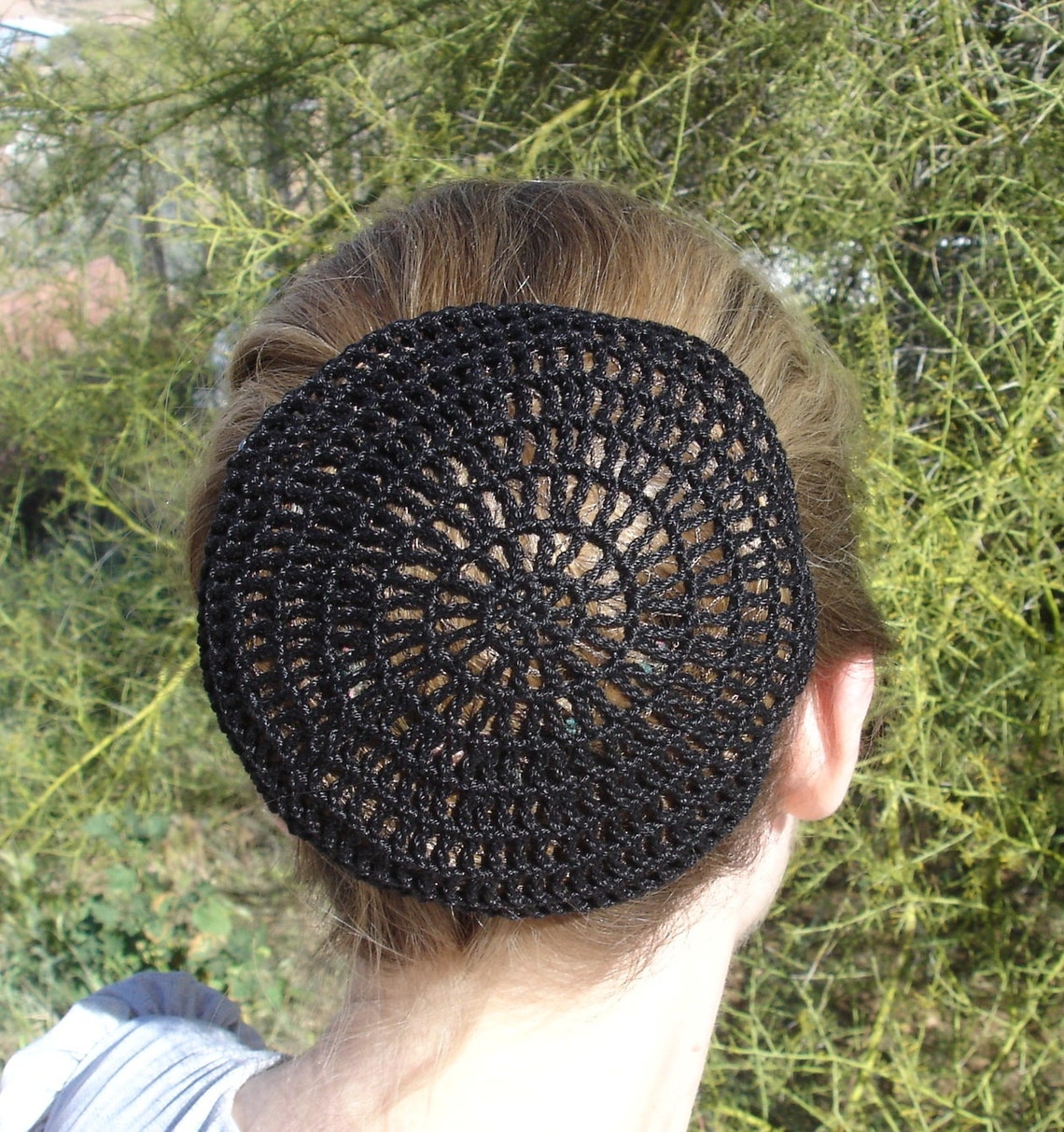 Hair Net / Bun Cover Sz Large Crocheted Traditional Net Black | Etsy