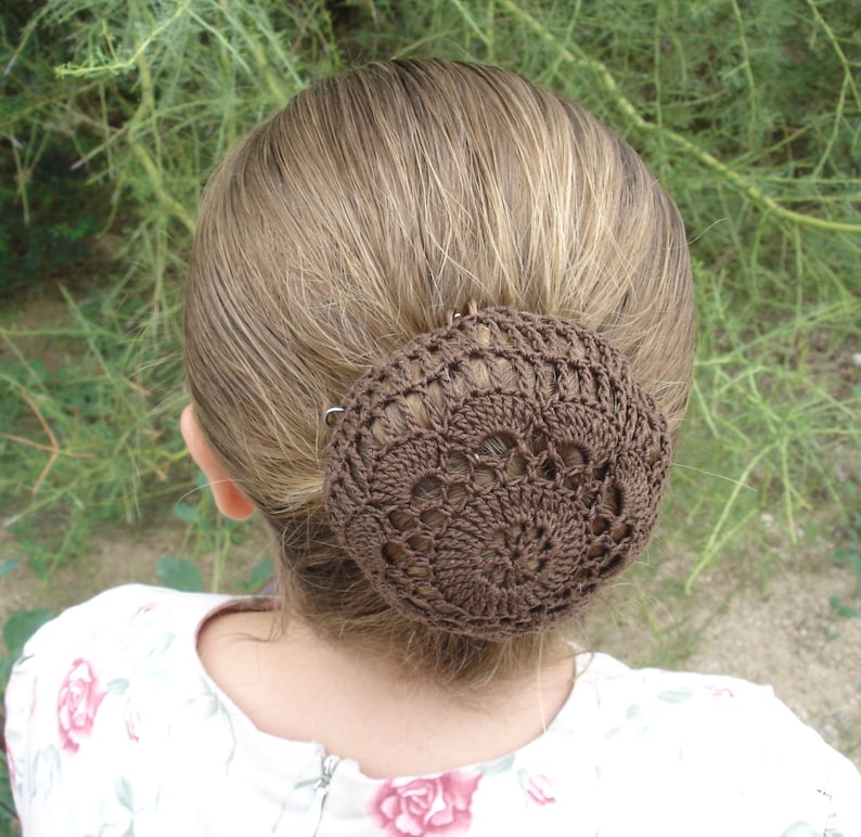 Hair Net / Bun Cover Crocheted Brown Flower Style Amish Mennonite - Etsy