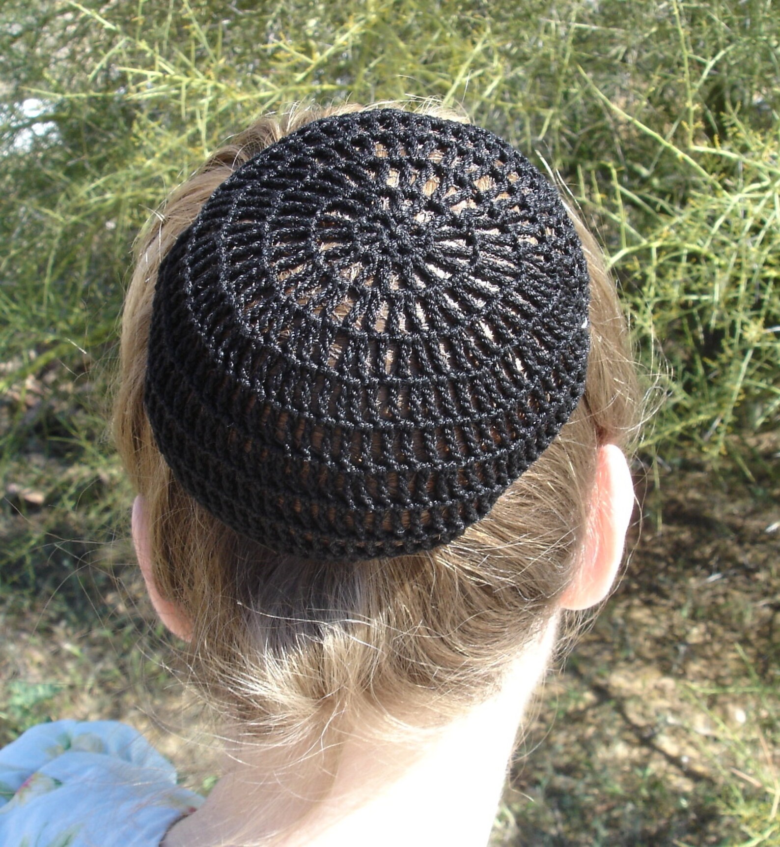 Hair Net / Bun Cover Sz Large Crocheted Traditional Net Black, Brown ...