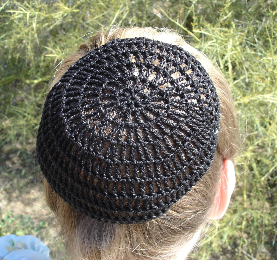 Hair Net / Bun Cover Sz Large Crocheted Traditional Net Black, Brown ...