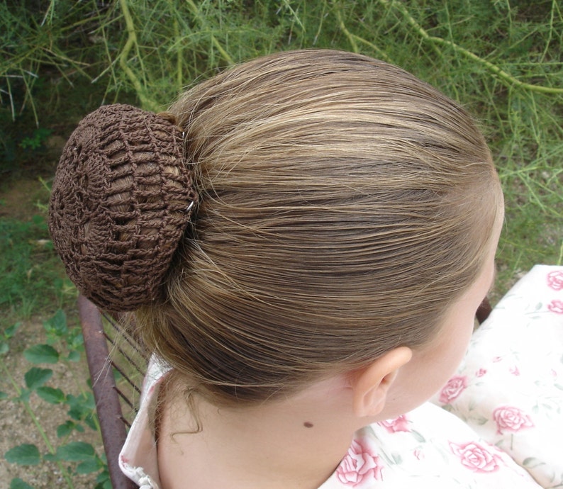 Hair Net / Bun Cover Crocheted Brown Flower Style Amish - Etsy
