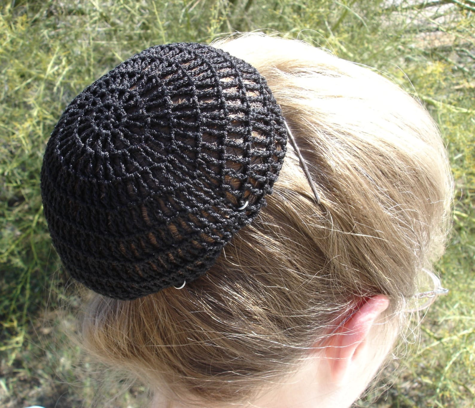 Hair Net / Bun Cover Sz Large Crocheted Traditional Net Black, Brown ...