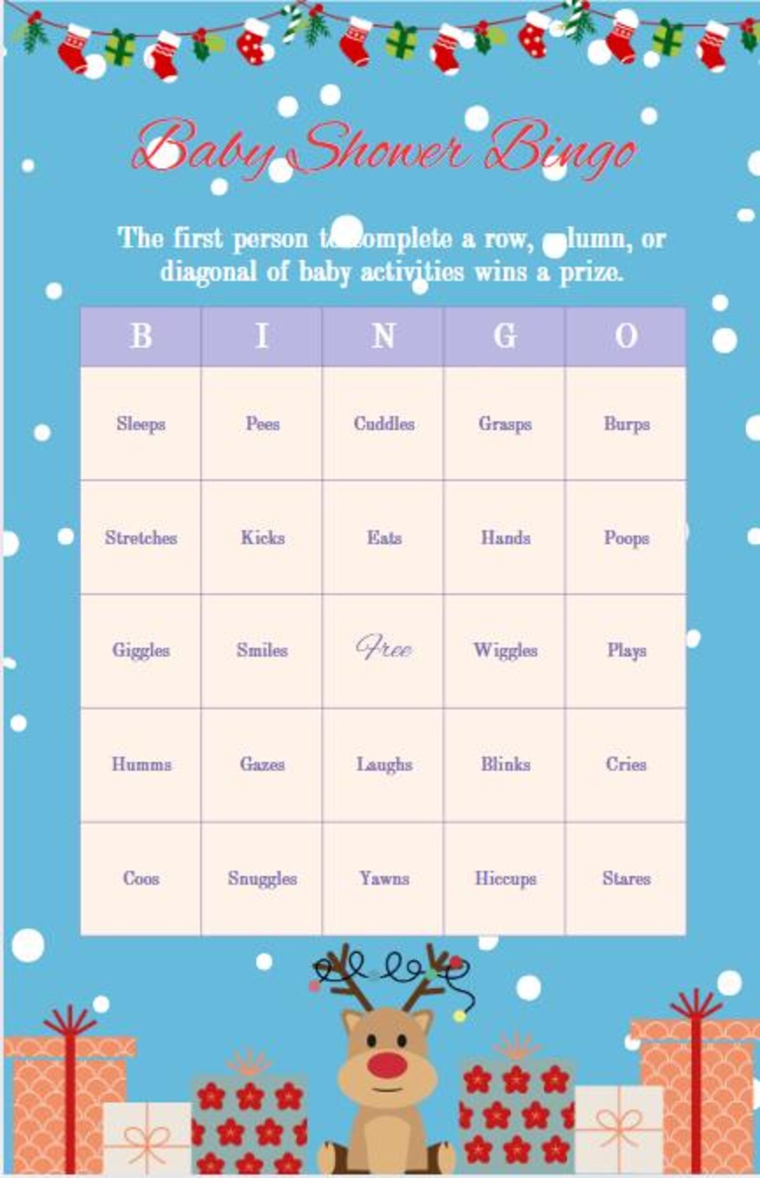 Customizable Christmas Baby Shower Bingo - Etsy