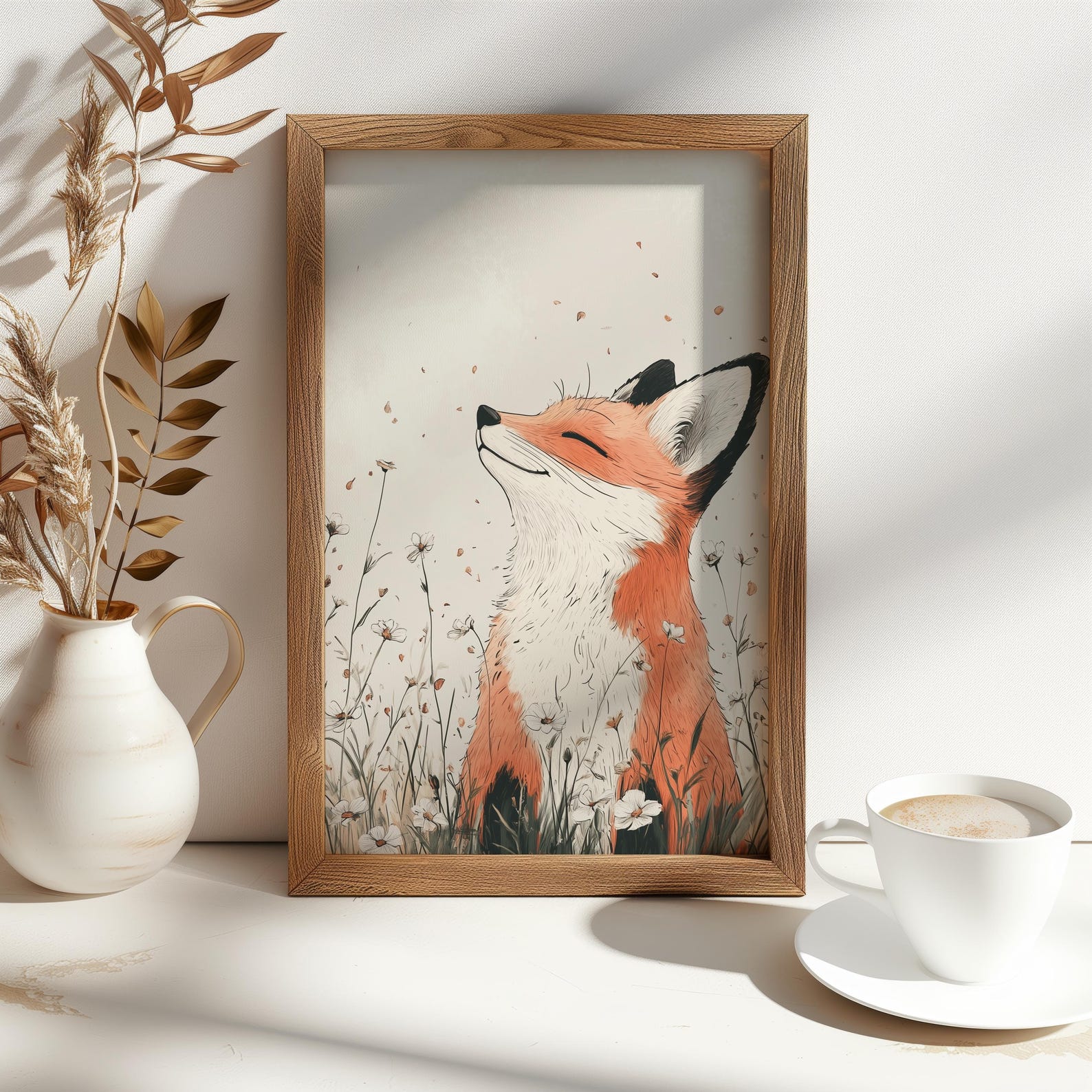 Cottagecore Fox Meadow Printable Wall Art - Calming Spring Wall Art ...