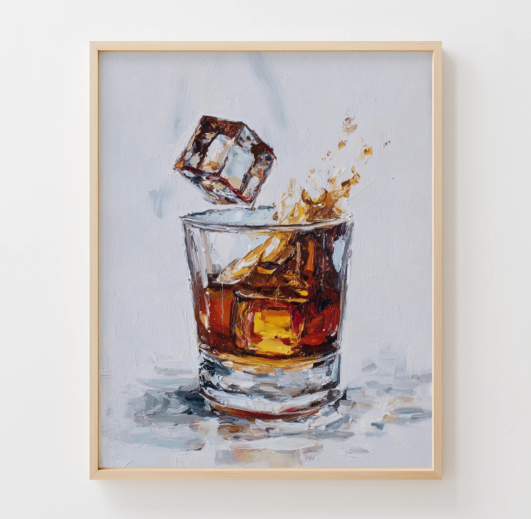 Printable Bourbon Splash Painting - Moody Vintage Bar Art, Classic ...