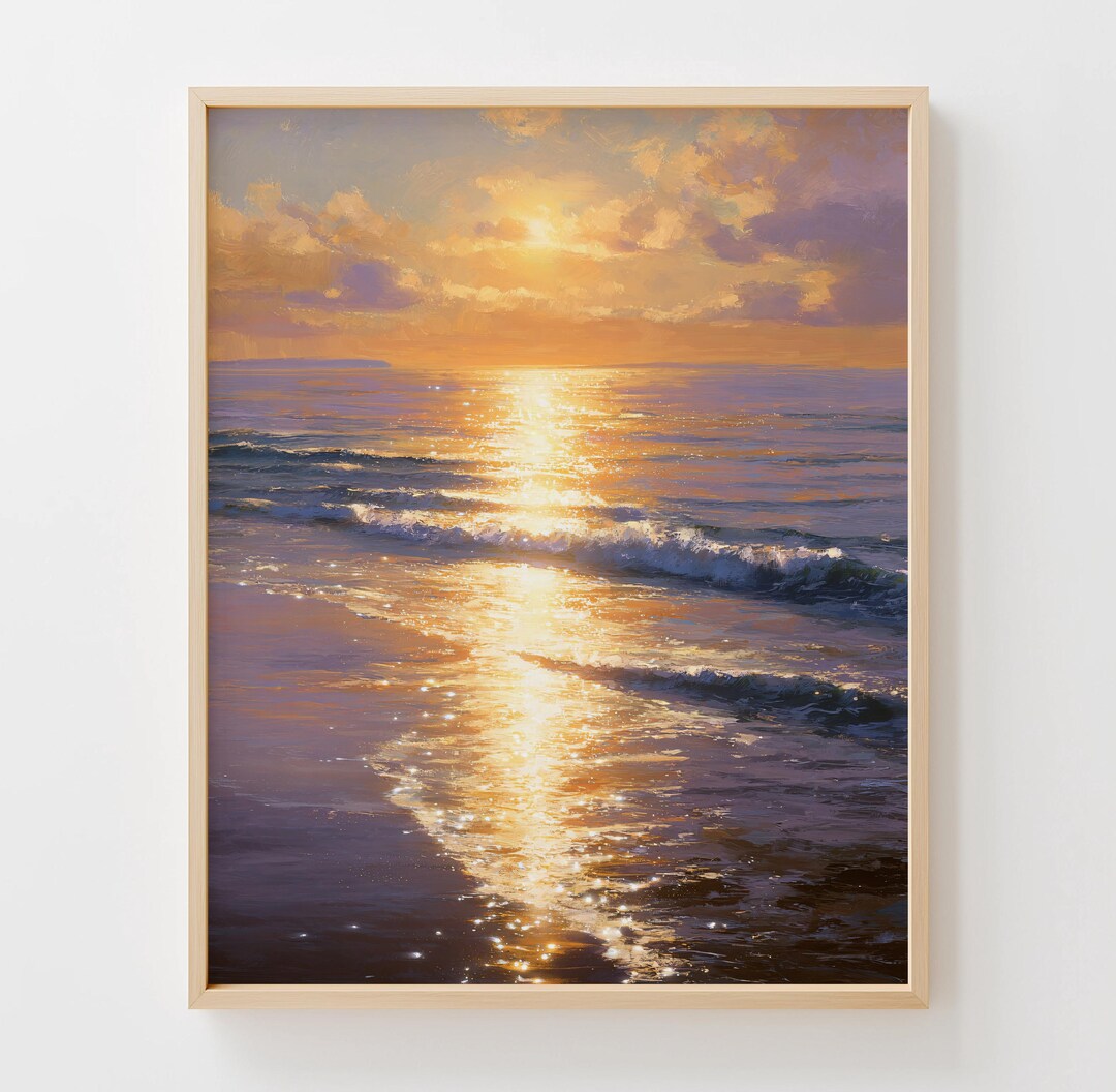 Ghibli-inspired Coastal Sunset Printable - Serene Seascape Art ...