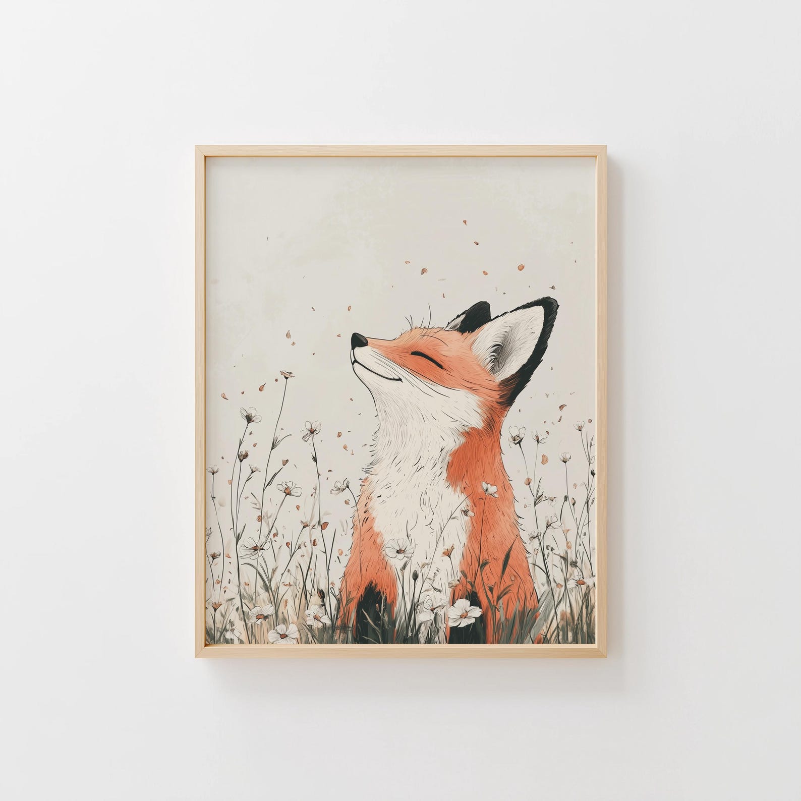 Cottagecore Fox Meadow Printable Wall Art - Calming Spring Wall Art ...