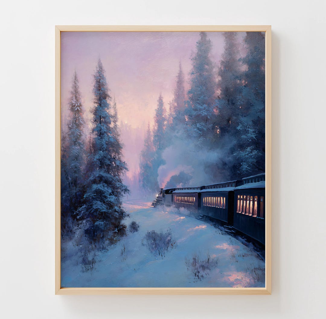 Moody Winter Steam Train Scene - Vintage Winter Landscape, Cozy ...