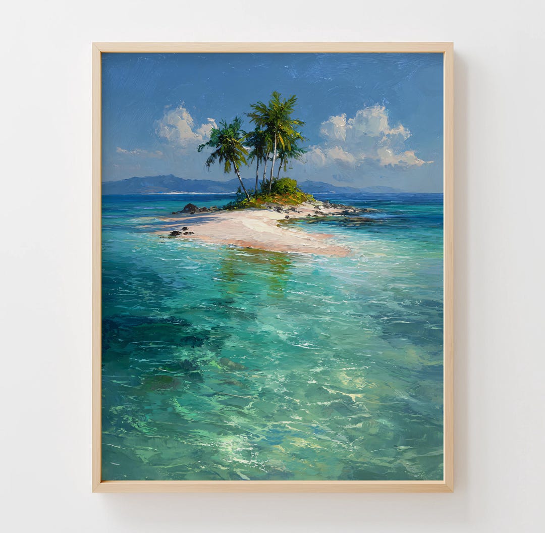 Tropical Island Paradise Landscape Art - Printable Coastal Summer Decor ...