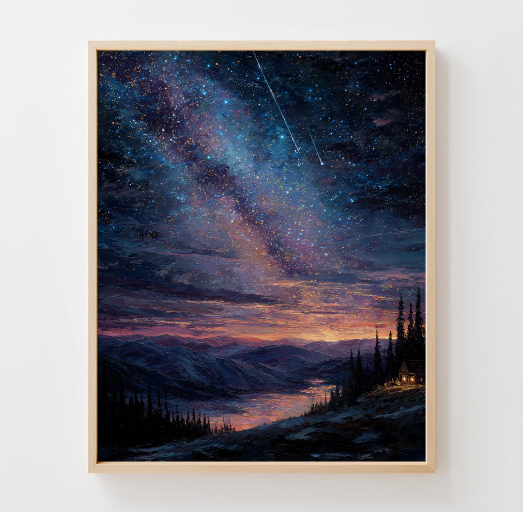 Moody Celestial Nightscape With Shooting Stars - Cozy Romantic ...