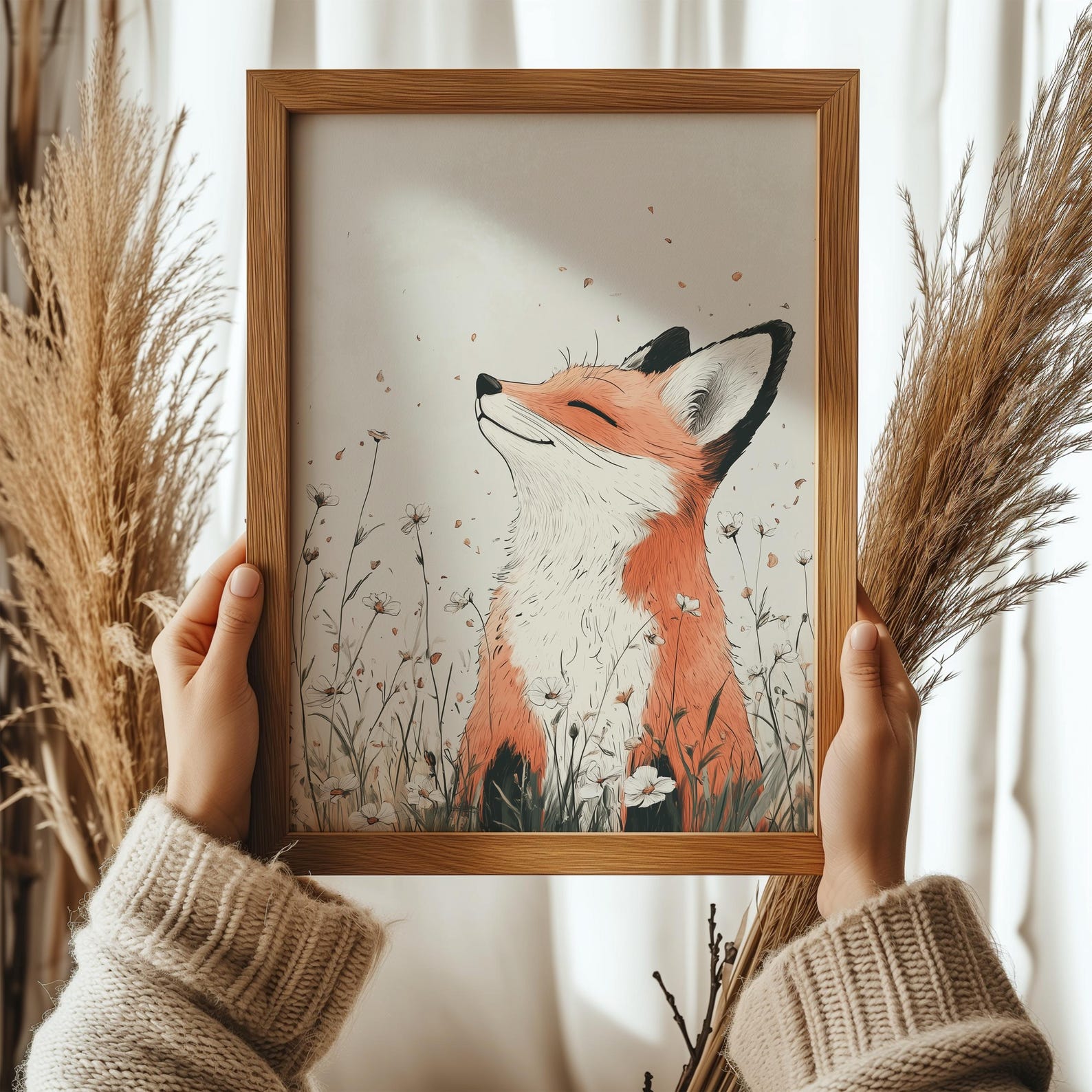 Cottagecore Fox Meadow Printable Wall Art - Calming Spring Wall Art ...