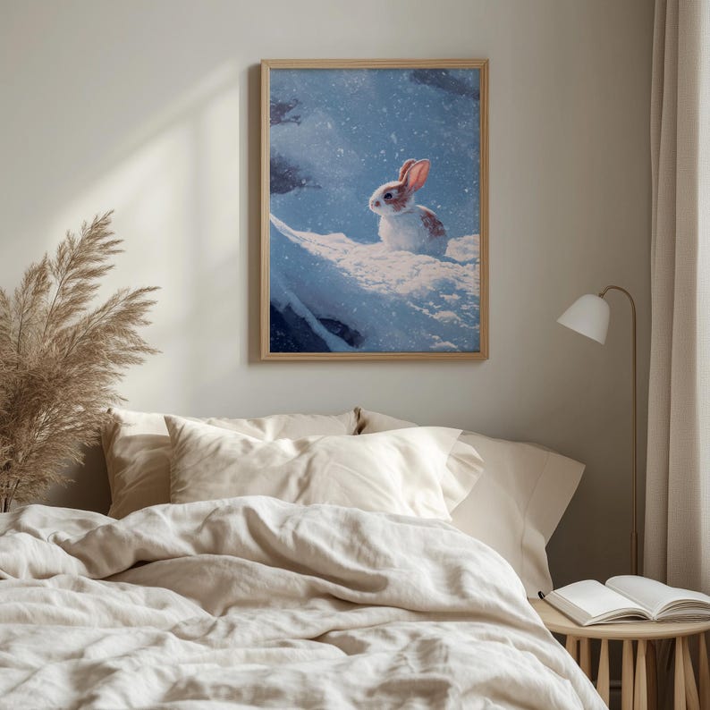 Printable Snow Bunny in Winter Wonderland - Cute White Rabbit in Snowy ...