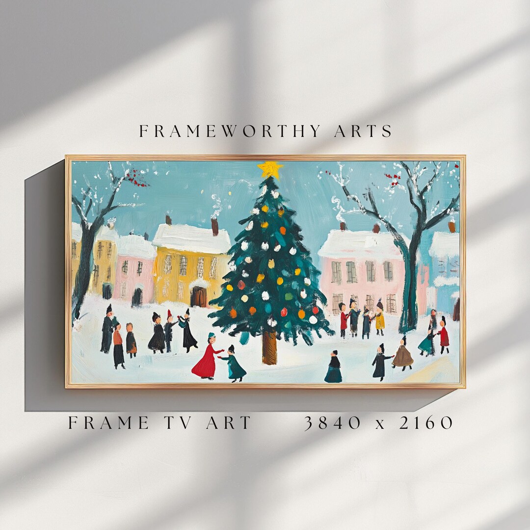 Colorful Christmas Frame TV Art, Christmas Tree TV Art, Pink Christmas ...