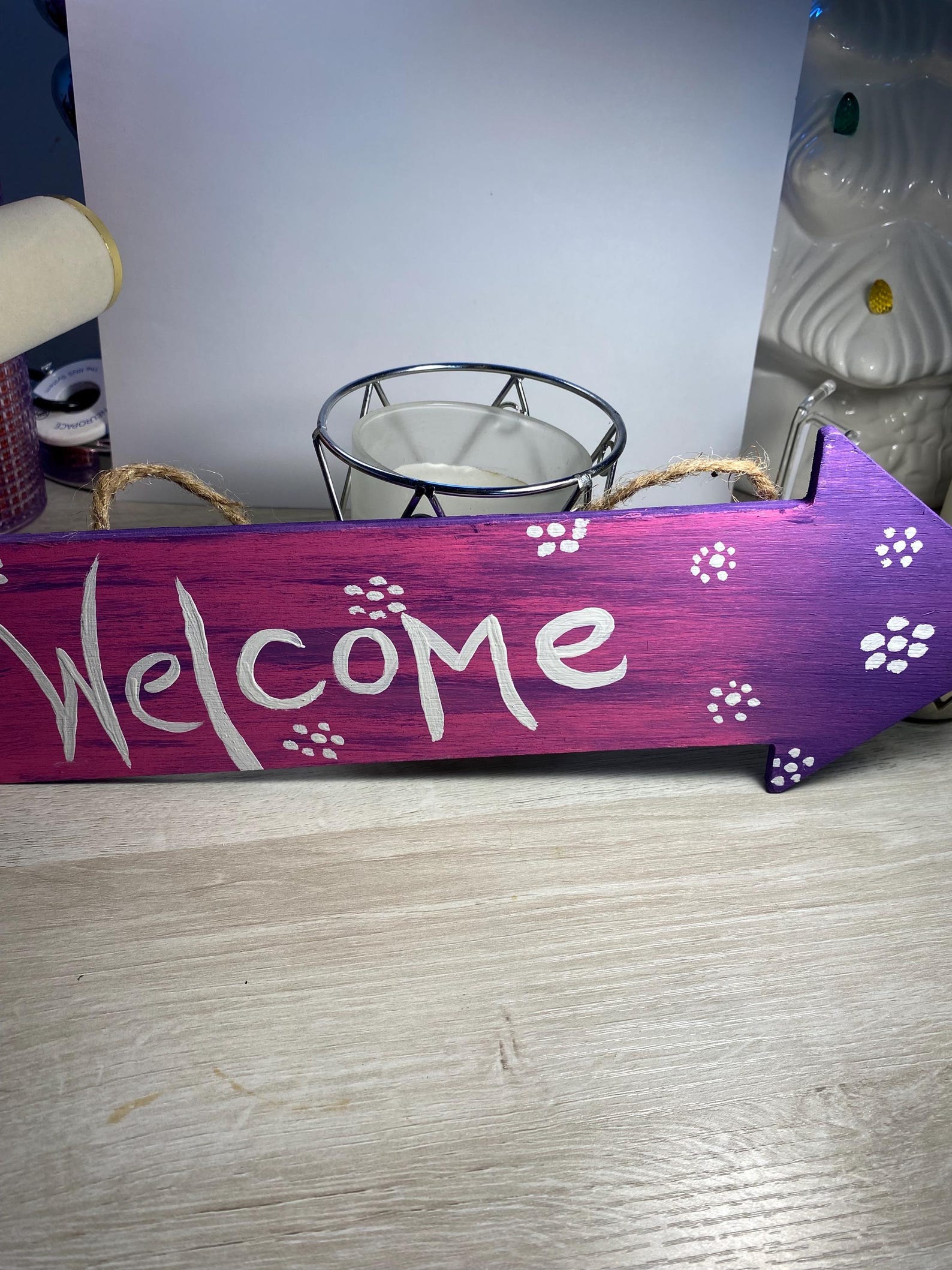 Welcome Sign Indoors Hand Painted About 1 Foot Size Sign Very Cute - Etsy