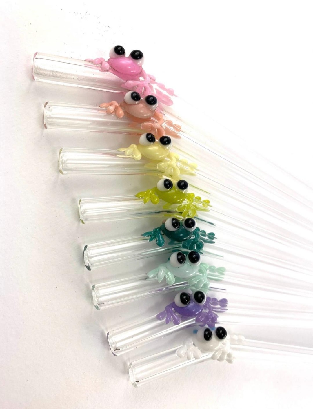 Pastel Frog Glass Straw- Unique Drinking Straw- Cute Critter- One of a ...