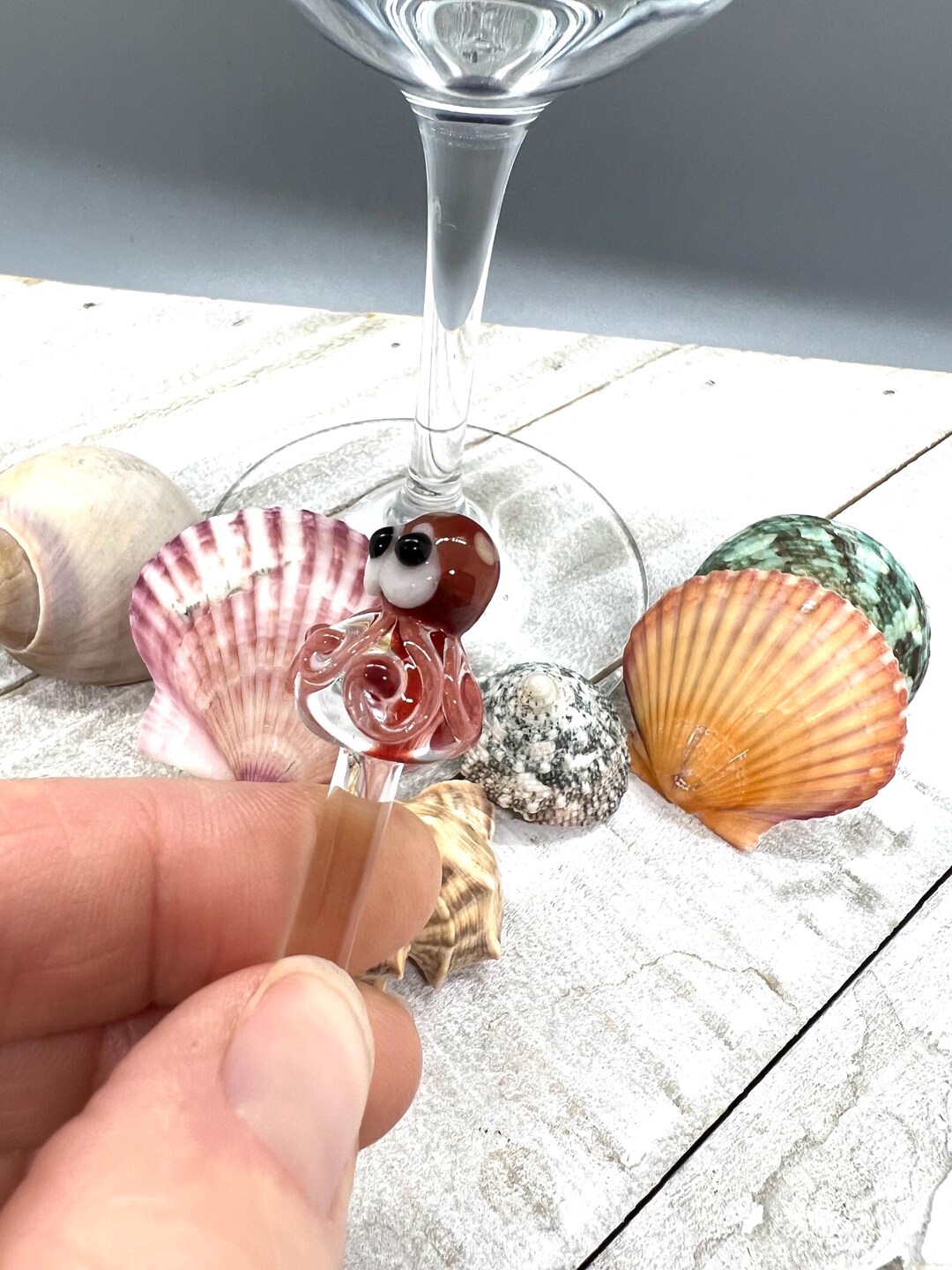 Octopus Rust Red Glass Stake- Aquarium or Houseplant Decor- Eco ...