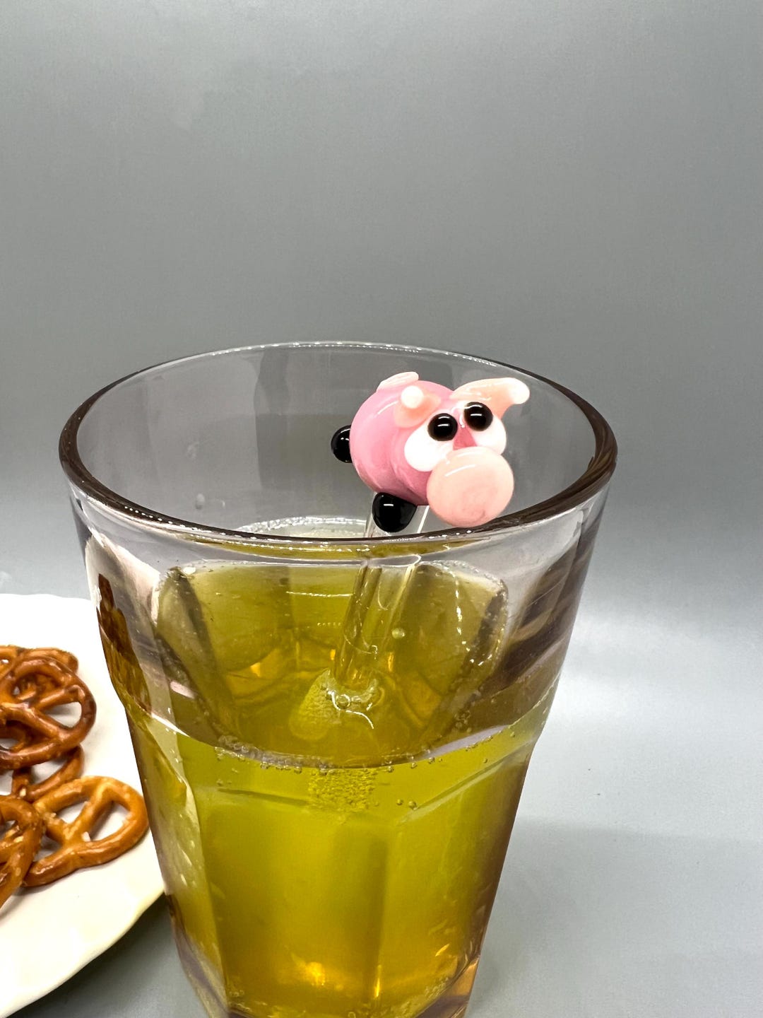 Bubblegum Pink Pig Glass Stir Stick- Cute- Unique- Funny- Piglet ...