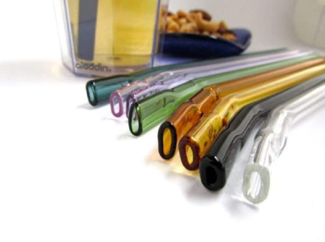 Bent and Pinched Glass Straws- Set of 4 - Etsy