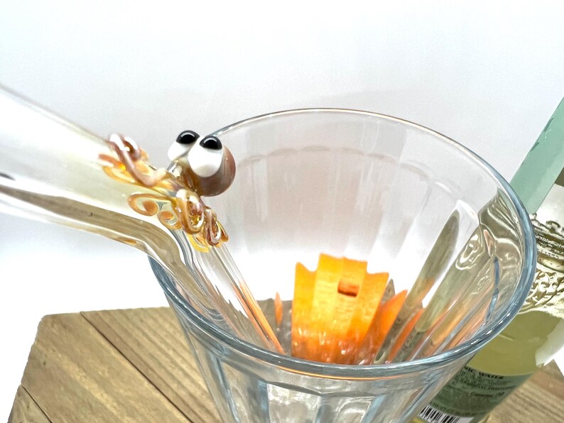 Caramel Octopus on Bent Clear Glass Straw- Reusable and Eco Friendly ...