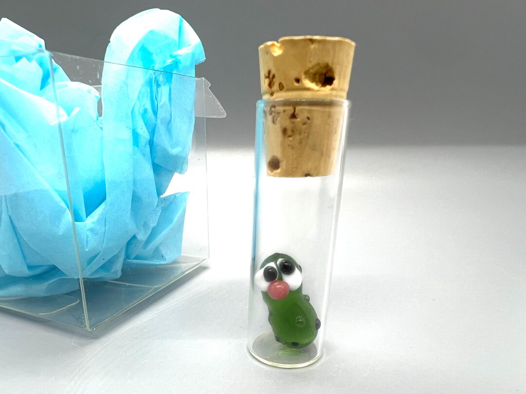 Tiny Pickle in a Jar Miniature Glass Figurine- Small Glass Pickle ...