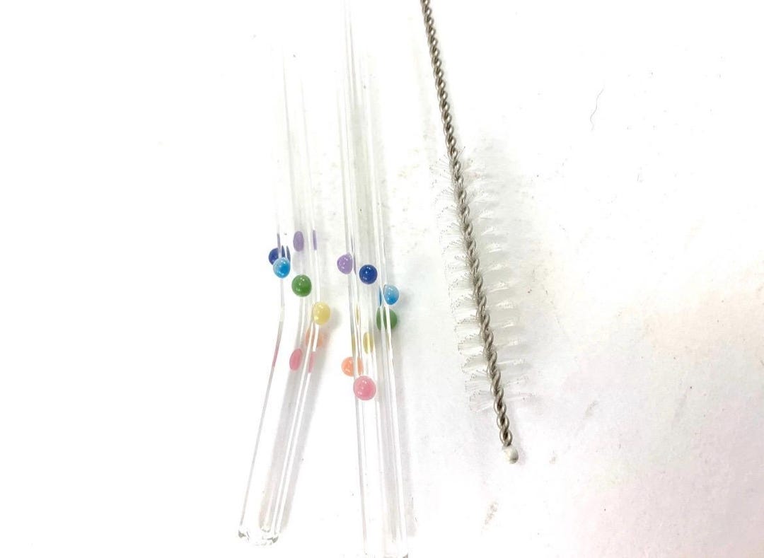 Pastel Rainbow Dots on Clear Glass Straws - Etsy