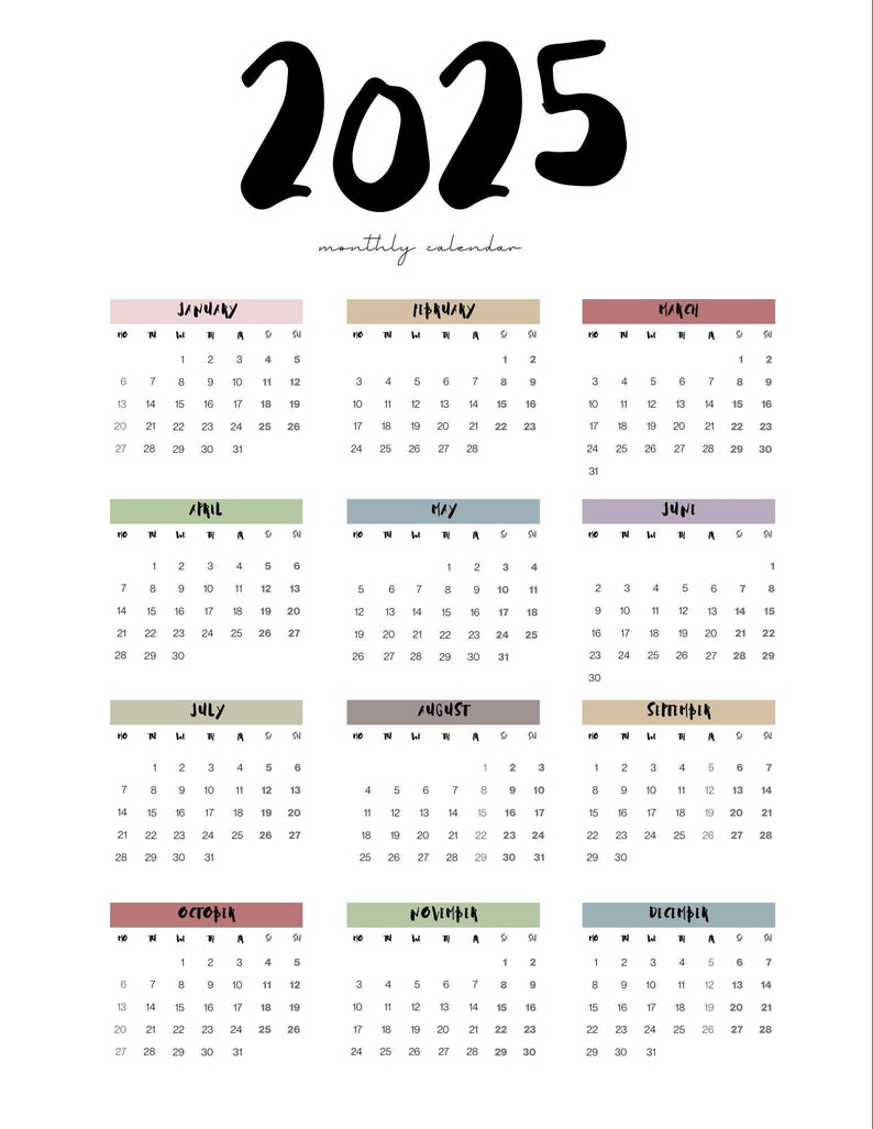 2025 Calendar - Etsy
