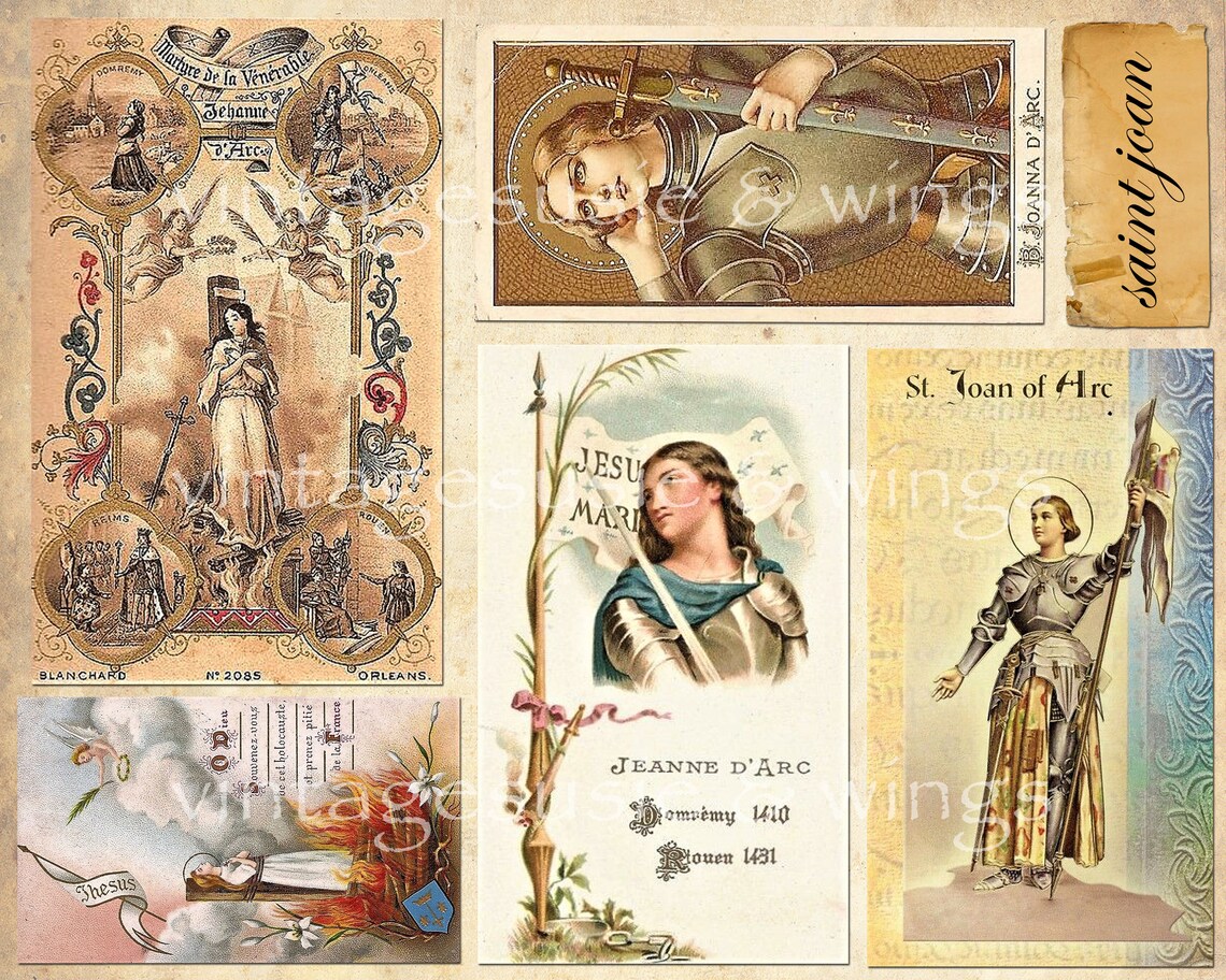 23 Vintage JOAN of ARC HOLY Card Images 4 Pages Collage Sheet - Etsy