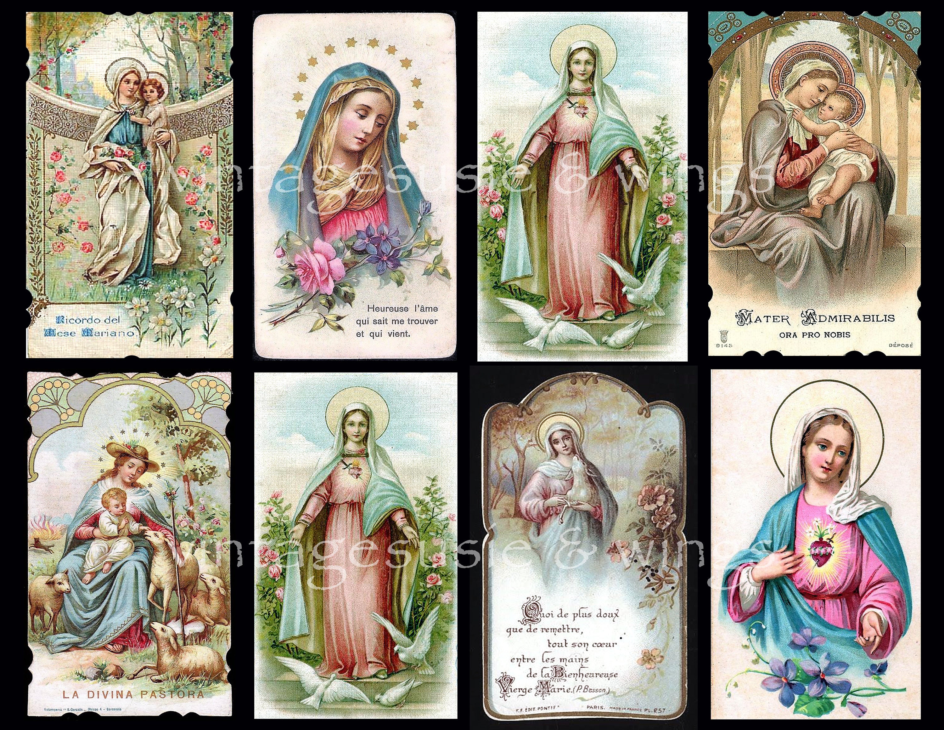 29 Vintage Mother MARY HOLY CARD Images 4 Pages Collage Sheet - Etsy Canada