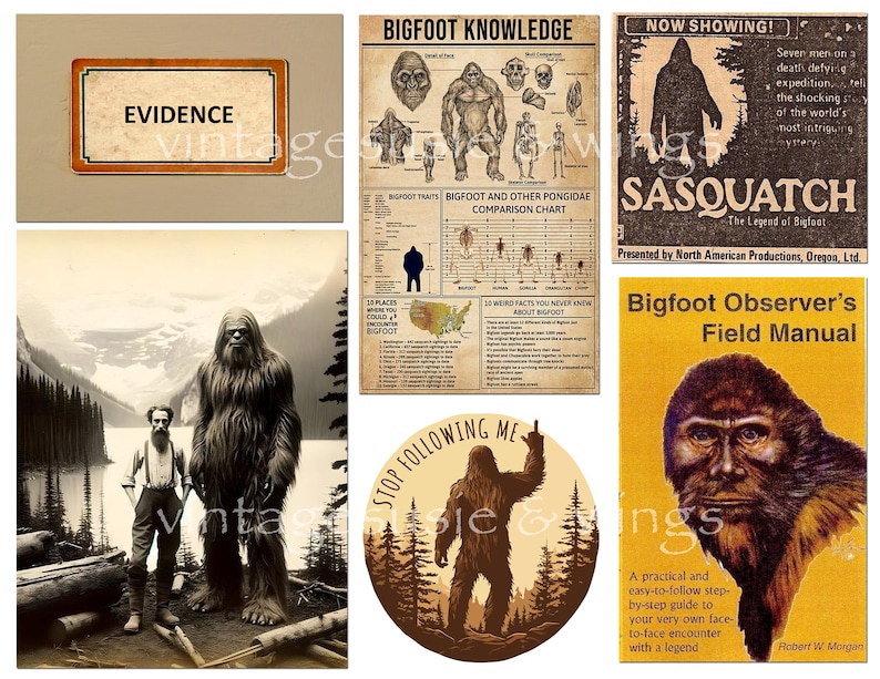 Bigfoot Junk Journal Kit, Collage Images, Backgrounds (digital Download ...