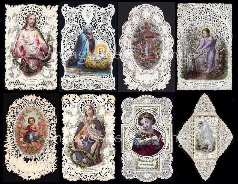 27 Vintage GORGEOUS LACE HOLY Card Images 4 Pages Collage - Etsy