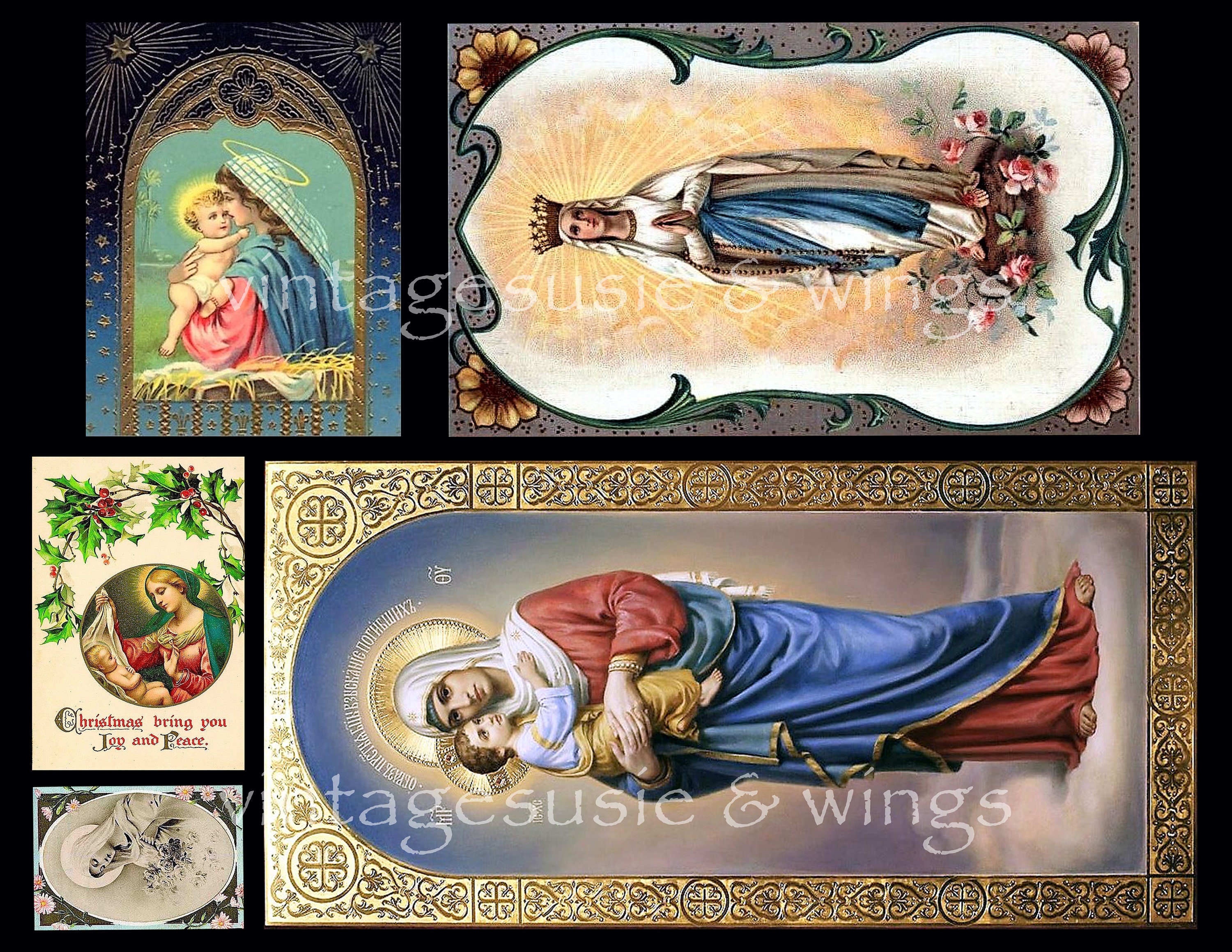 29 Vintage Mother MARY HOLY CARD Images 4 Pages Collage Sheet - Etsy Canada