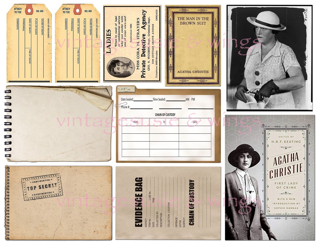 Vintage True Crime LADY DETECTIVE Junk Journal Kit#2, Printable Digital ...