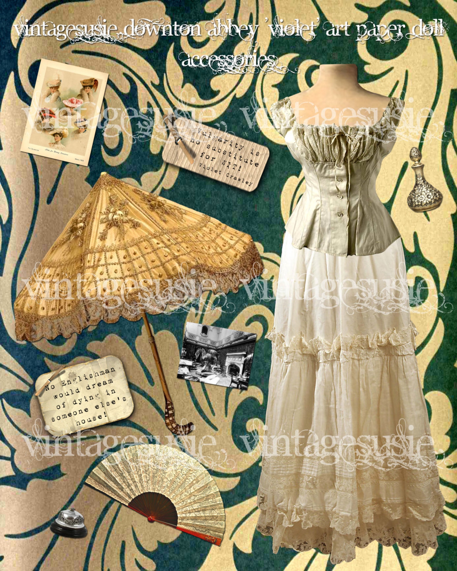 VIOLET Digital Paper Doll From DOWNTON ABBEY Vintage Edwardian Collage ...