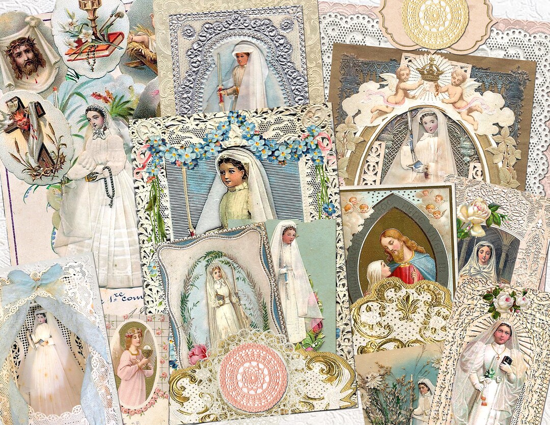 Vintage First Communion Card Collage Sheet (digital Download) - Etsy
