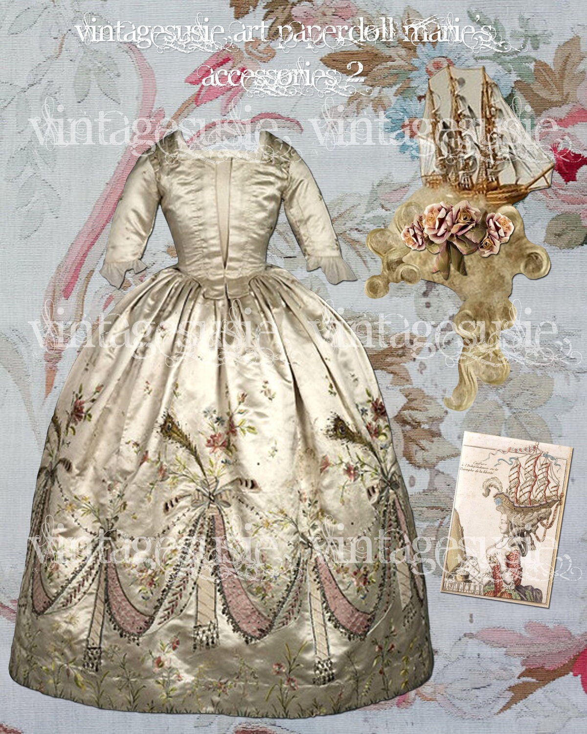 QUEEN MARIE ANTOINETTE Digital Paper Doll Collage Sheet - Etsy