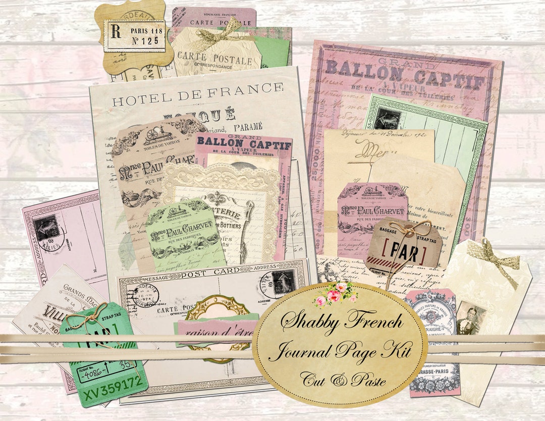 Vintage SHABBY FRENCH JOURNAL Page Kit, Super Simple, Junk Journal ...