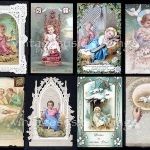 28 Vintage Baby JESUS HOLY CARD Images 4 Pages Collage Sheet Digital ...