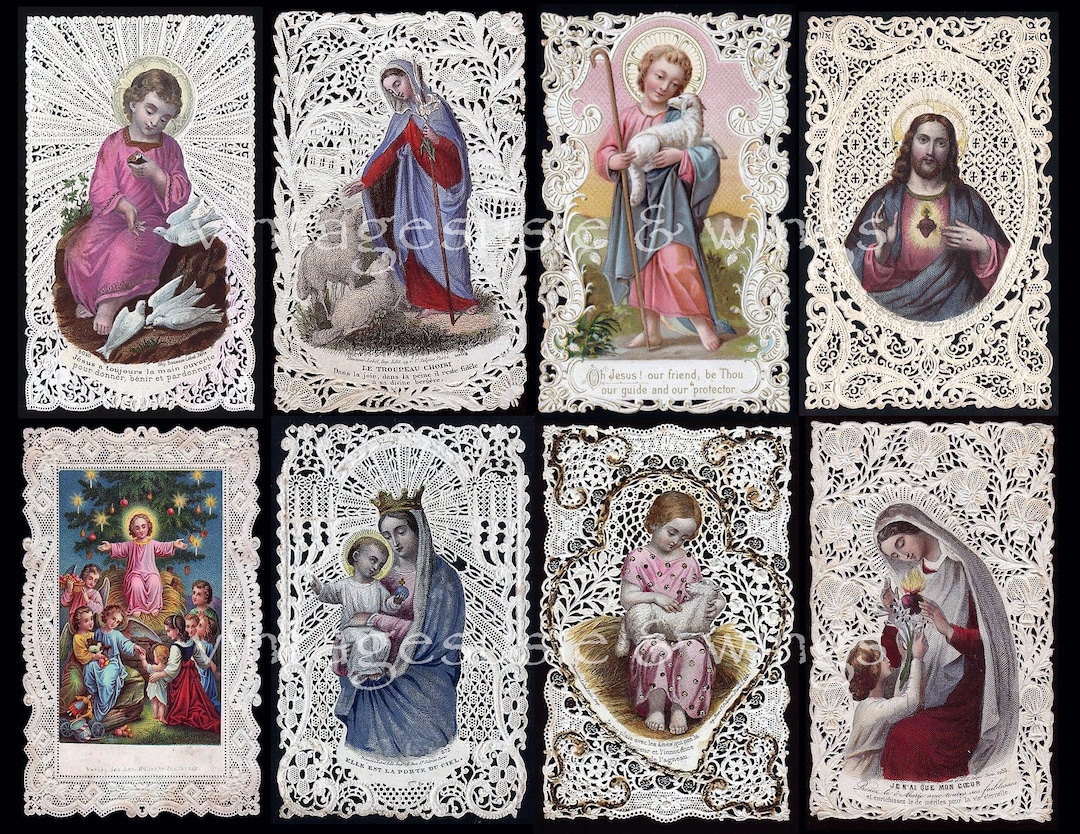 27 Vintage GORGEOUS LACE HOLY Card Images 4 Pages Collage Sheet Digital ...