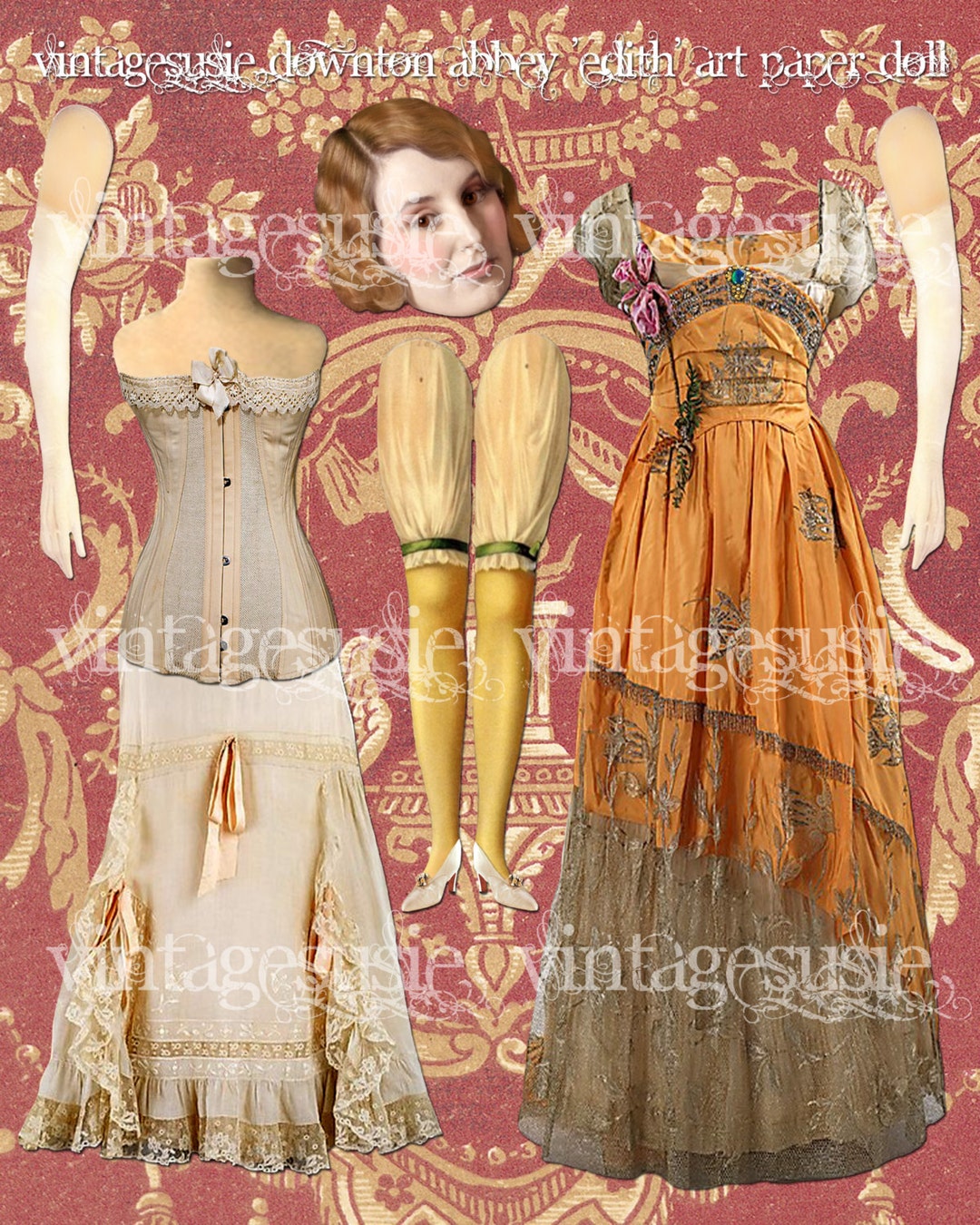 EDITH Digital Paper Doll From DOWNTON ABBEY Vintage Edwardian Collage ...
