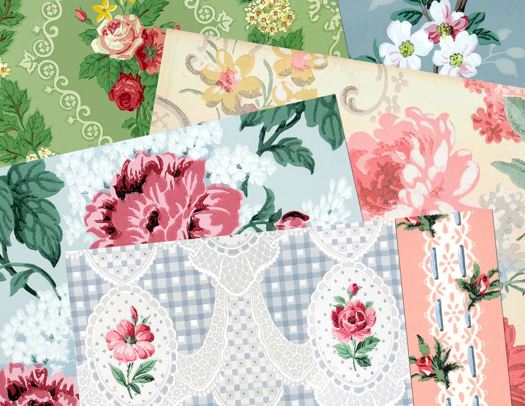 Vintage 1940's WALLPAPER JUNK JOURNAL Kit#1, Digital, Printable ...