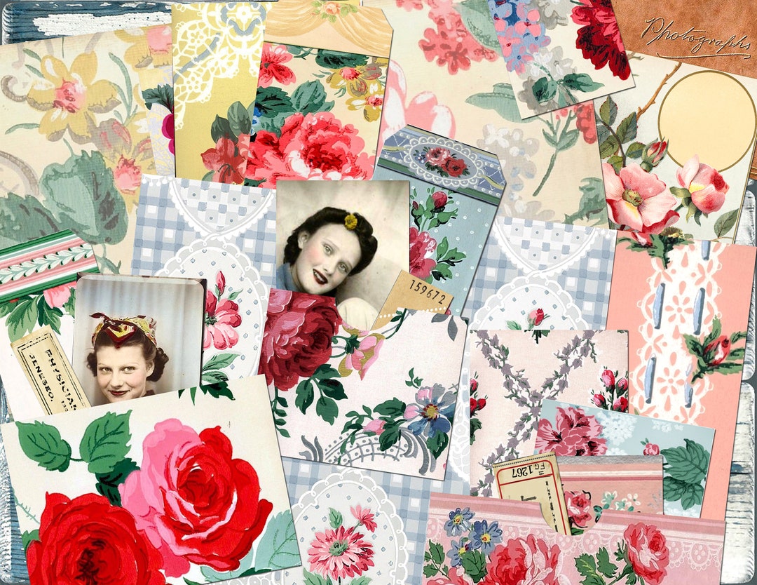Vintage 1940's WALLPAPER JUNK JOURNAL Kit#2, Digital, Printable ...