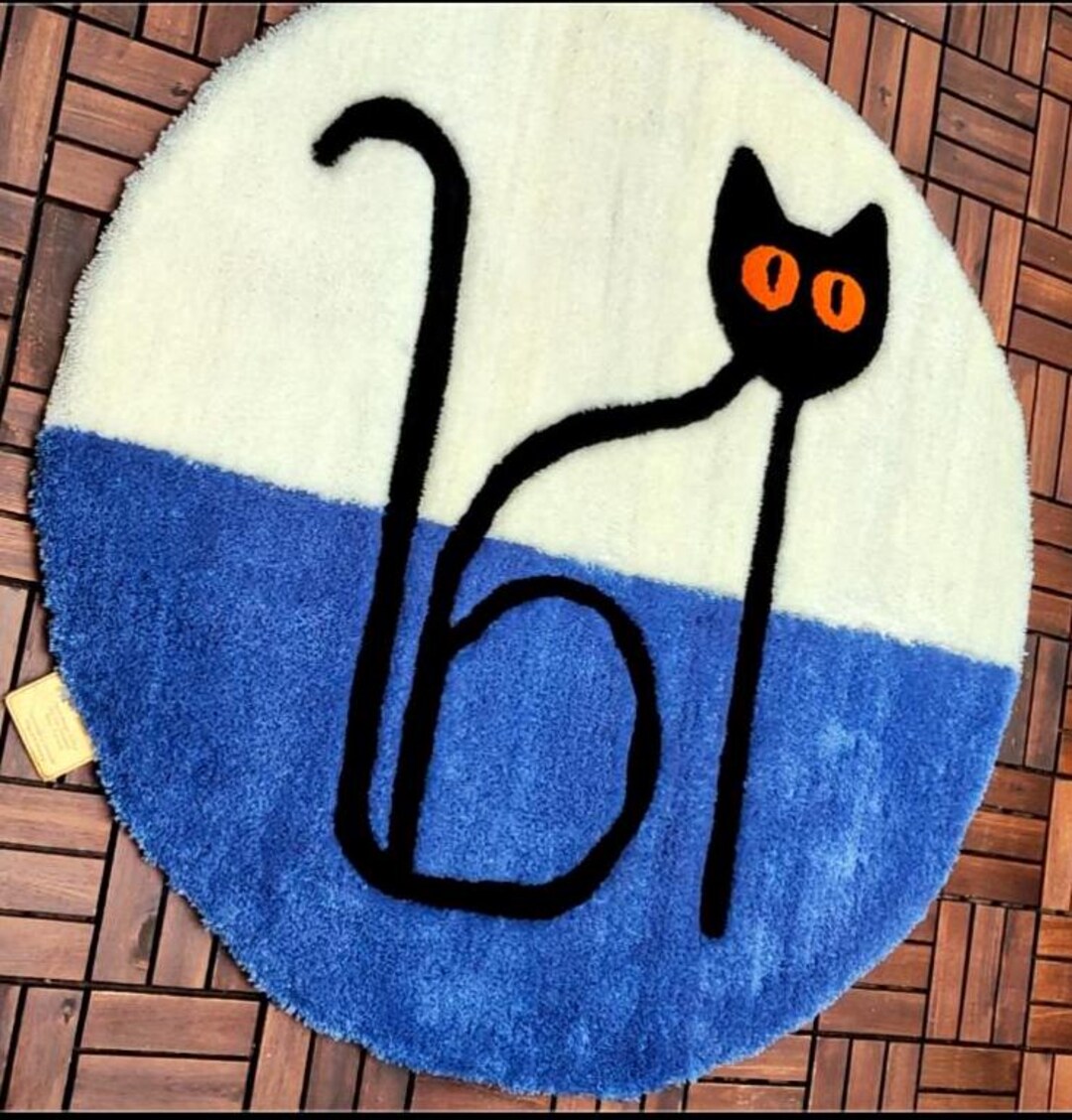 Handmade Tufted Rug - Modern Minimalist Cat Design - Hand Made in ...