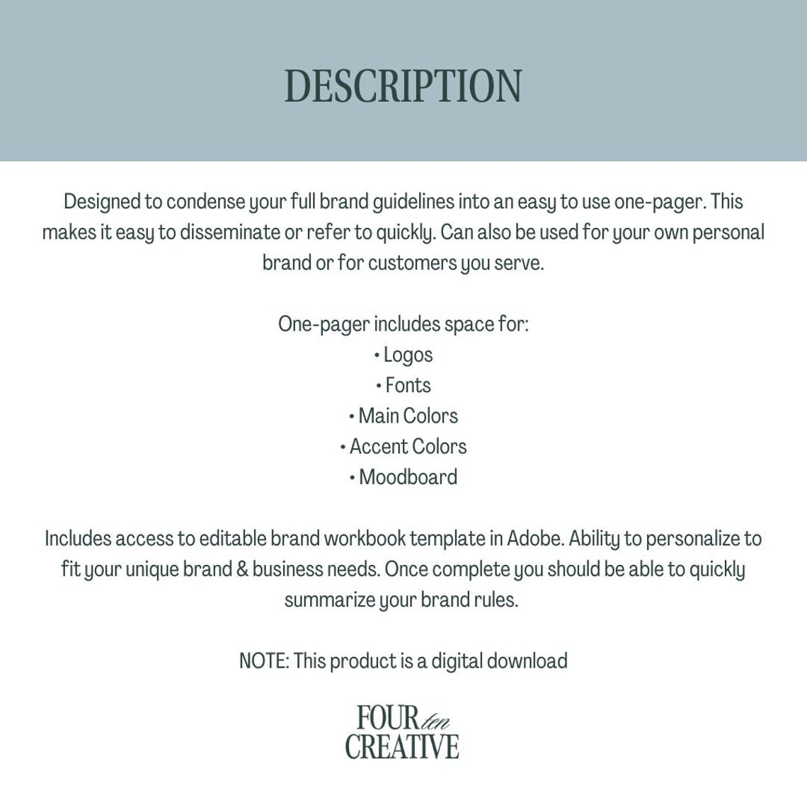 Editable Brand Guidelines One-pager | Small Business Branding | Adobe ...