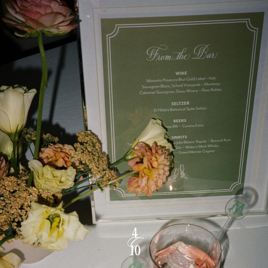 From the Bar | Custom Wedding Bar Menu Design | Personalized Digital ...
