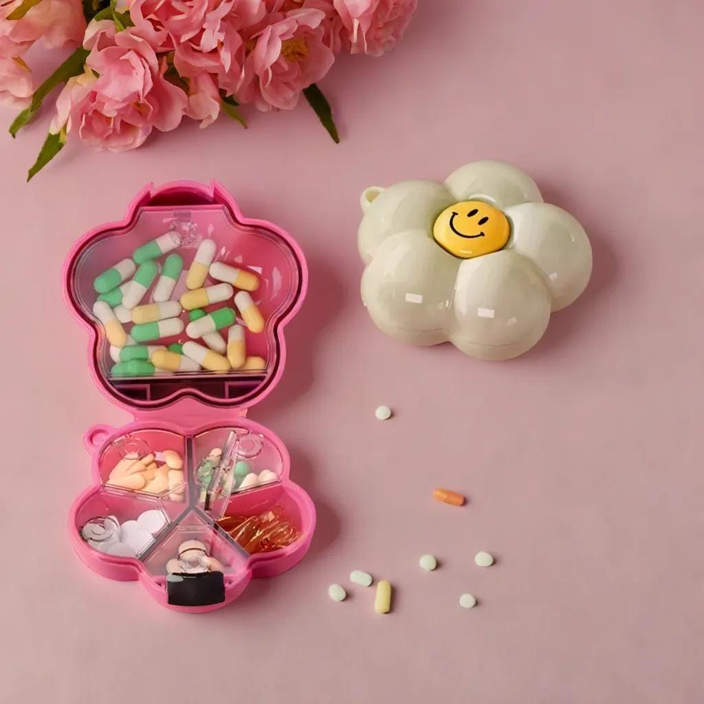 Flower Pill Organizer for Medicine Vitamin Supplement Dispenser ...